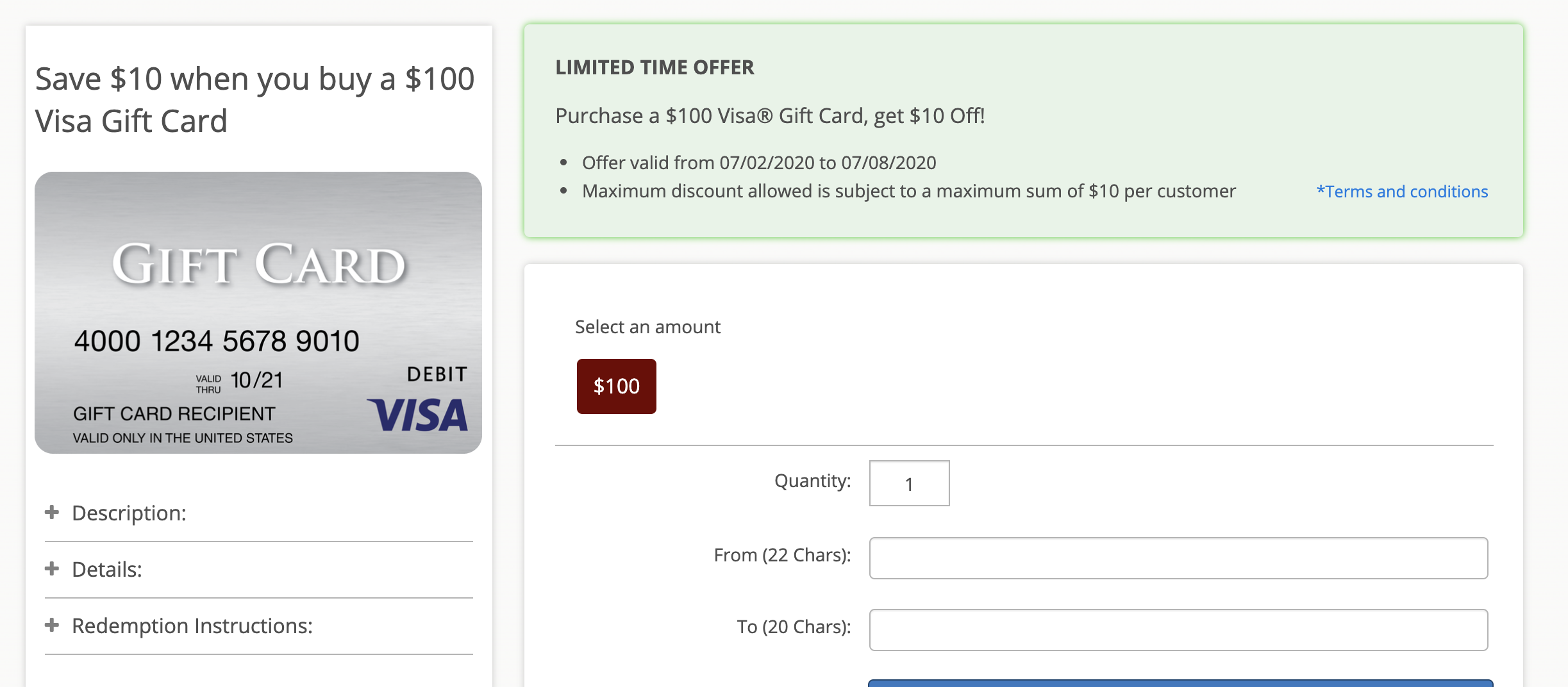 100 Visa Gift Card For 90 With Free Shipping And No Activation Fee 100 Visa Gift Card For 90 With Free Shipping And No Activation Fee